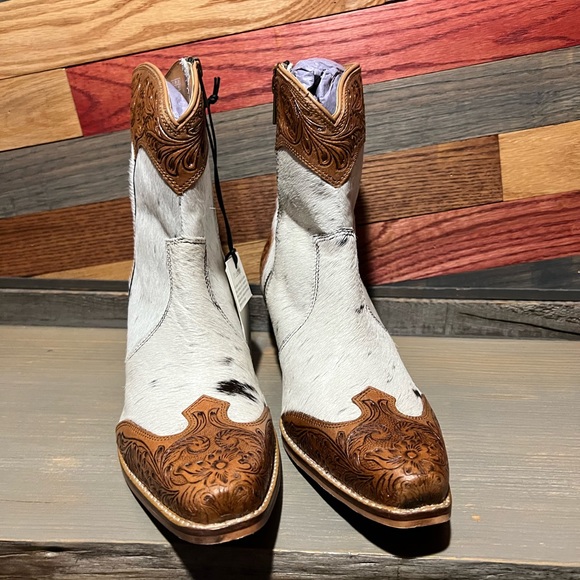 Myra Bag | Shoes | Hand Tooled Leather Genuine Cowhide Women Bootie ...